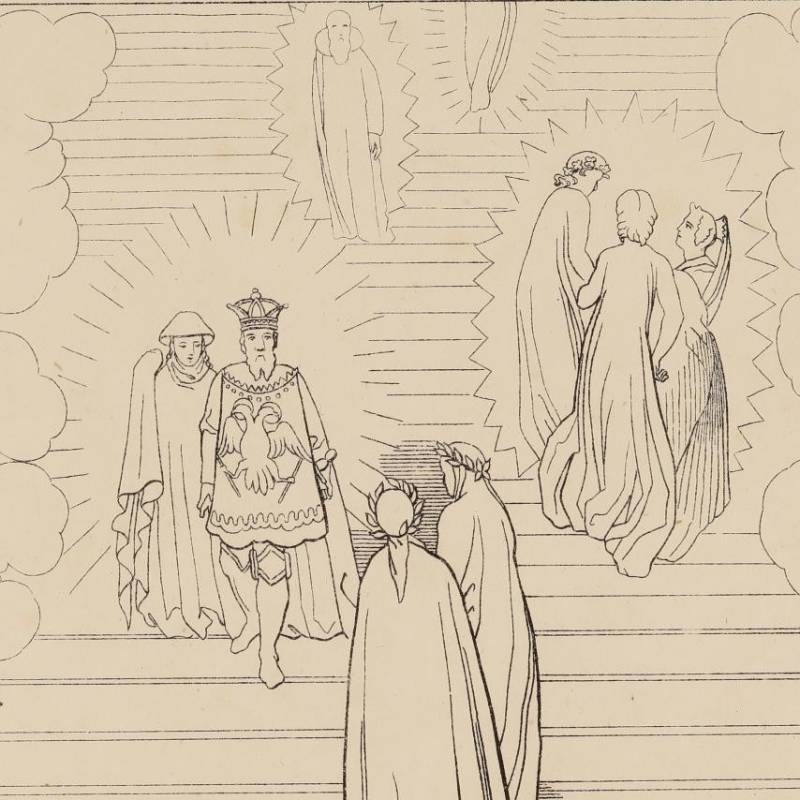 Dante ve una inmensa escala en el cielo de Saturno (Canto XXI. Lámina 21)