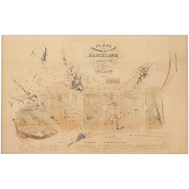 Plano de los alrededores de Barcelona y proyecto de reforma y ensanche ...