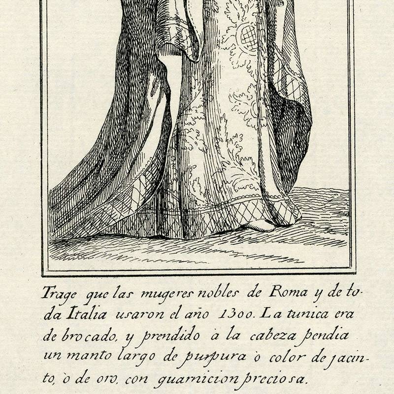 Traje que las mujeres nobles de Italia usaron en el año 1300