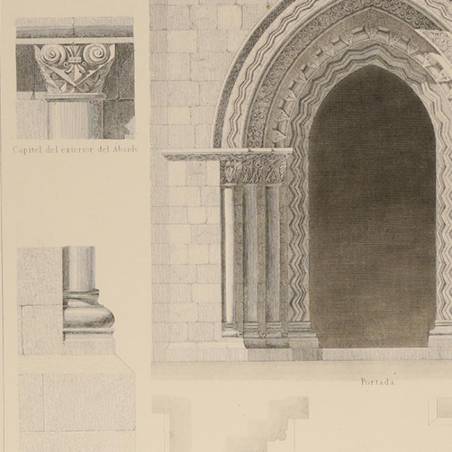 Planta, portada principal, ábside y detalles de la iglesia de San Juan ...